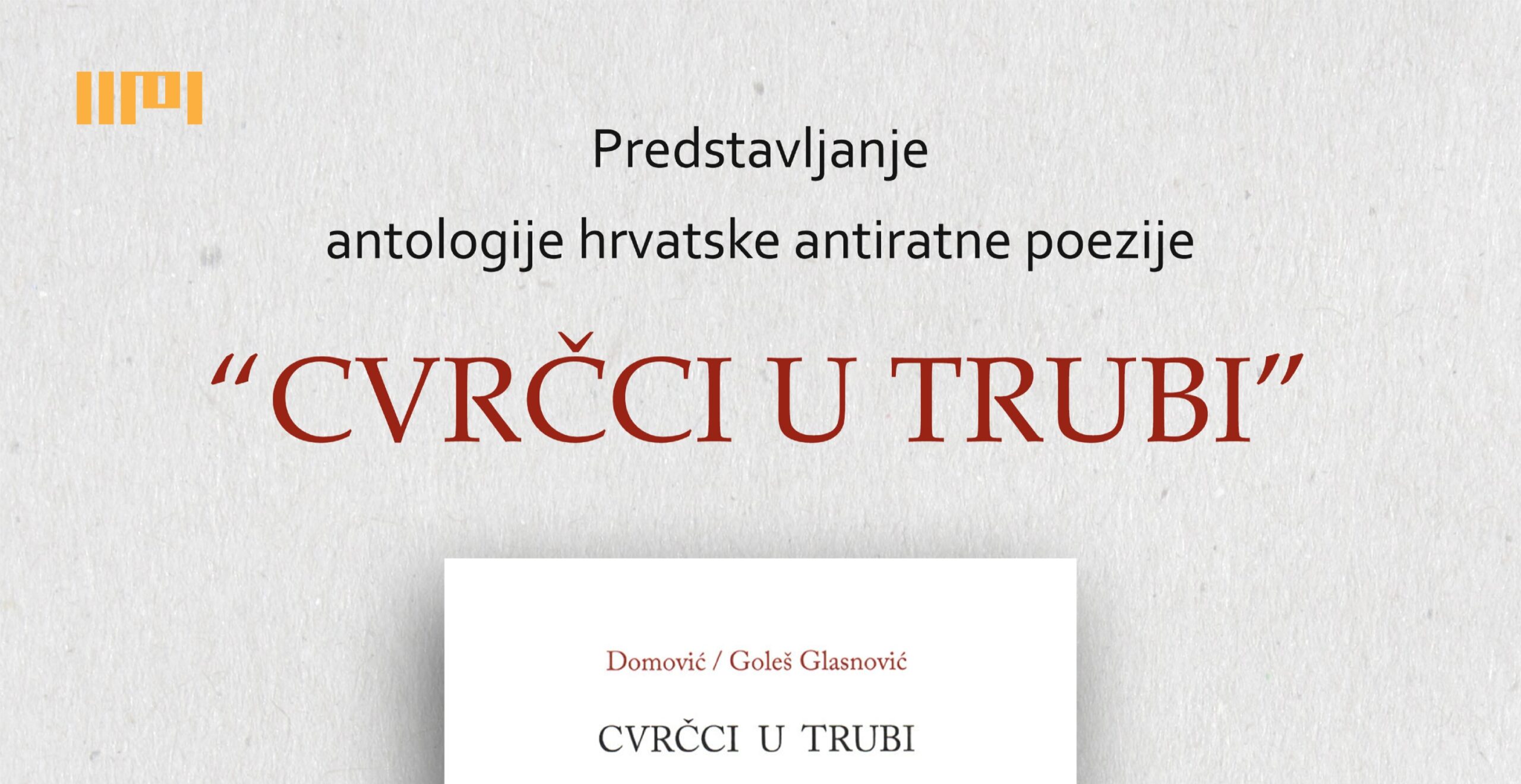 U NARODNOJ KNJIŽNICI Predstavljanja Antologije antiratne poezije CVRČCI ...